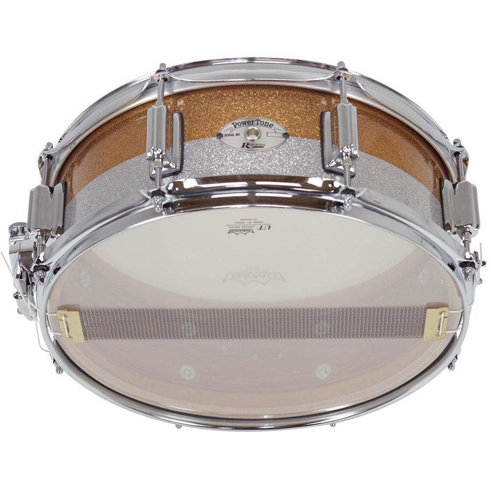 Rogers PowerTone Series Wood Shell Snare Drum in Gold/Silver Two Tone ...
