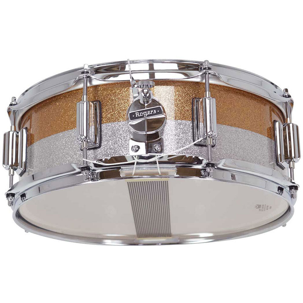 Rogers PowerTone Series Wood Shell Snare Drum in Gold/Silver Two Tone ...
